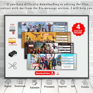 Editable Marvel Studios Surprise Trip Ticket (printable PDF) - Etsy