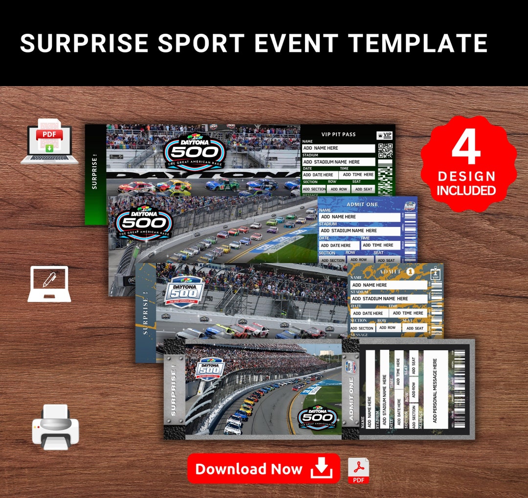 Editable Daytona 500 Surprise Ticket Template (printable PDF) - Etsy