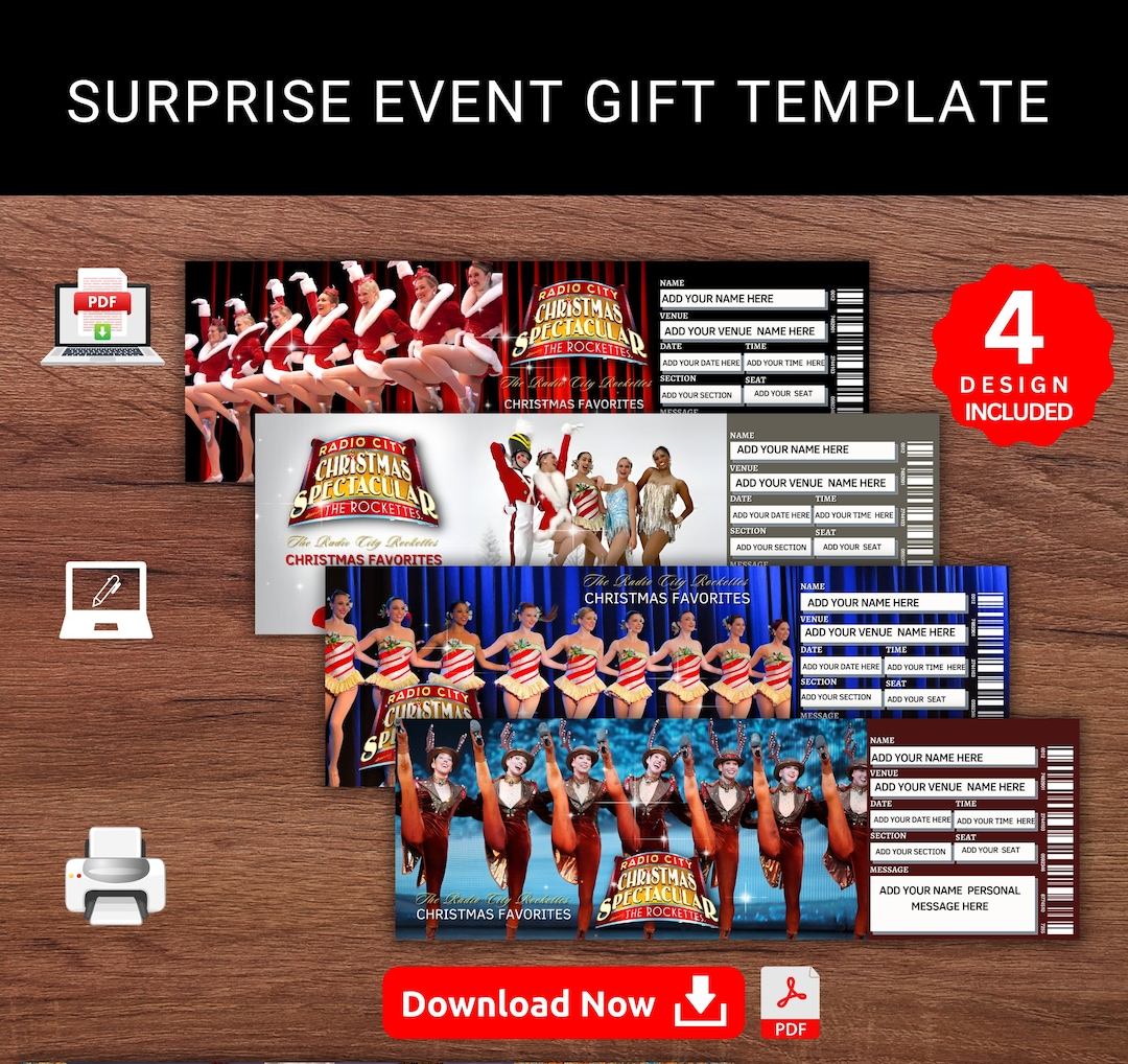 Editable Christmas Spectacular Ticket Template: Radio City Rockettes ...