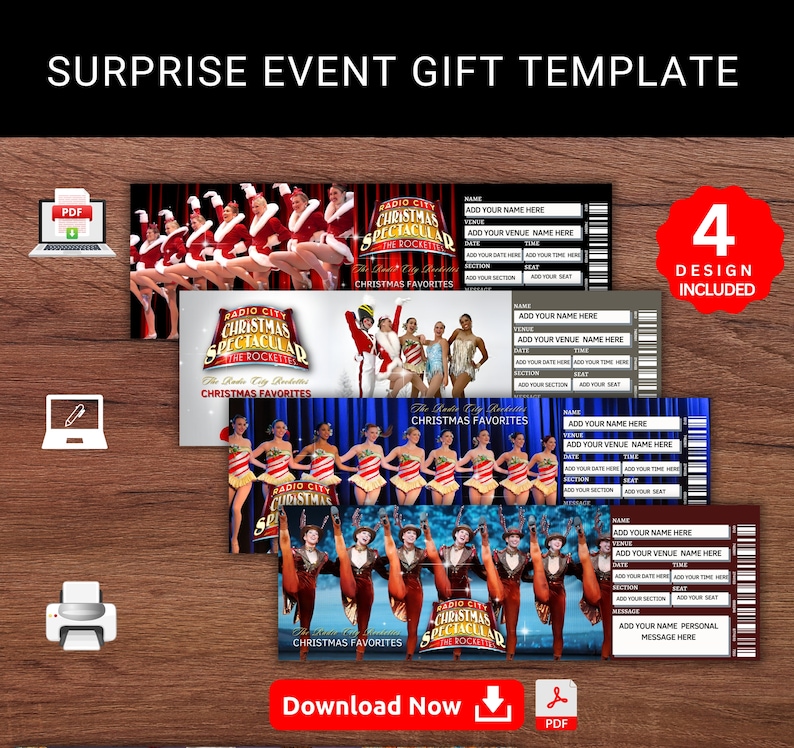 Editable Christmas Spectacular Ticket Template: Radio City Rockettes ...