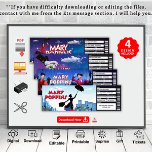Editable Disney MARY POPPINS Surprise Reveal Event Gift Template. Mary Poppins Broadway Keepsake ...