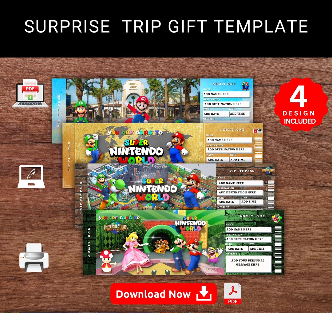 Super Nintendo World Trip Ticket: Universal Studios Hollywood Surprise ...