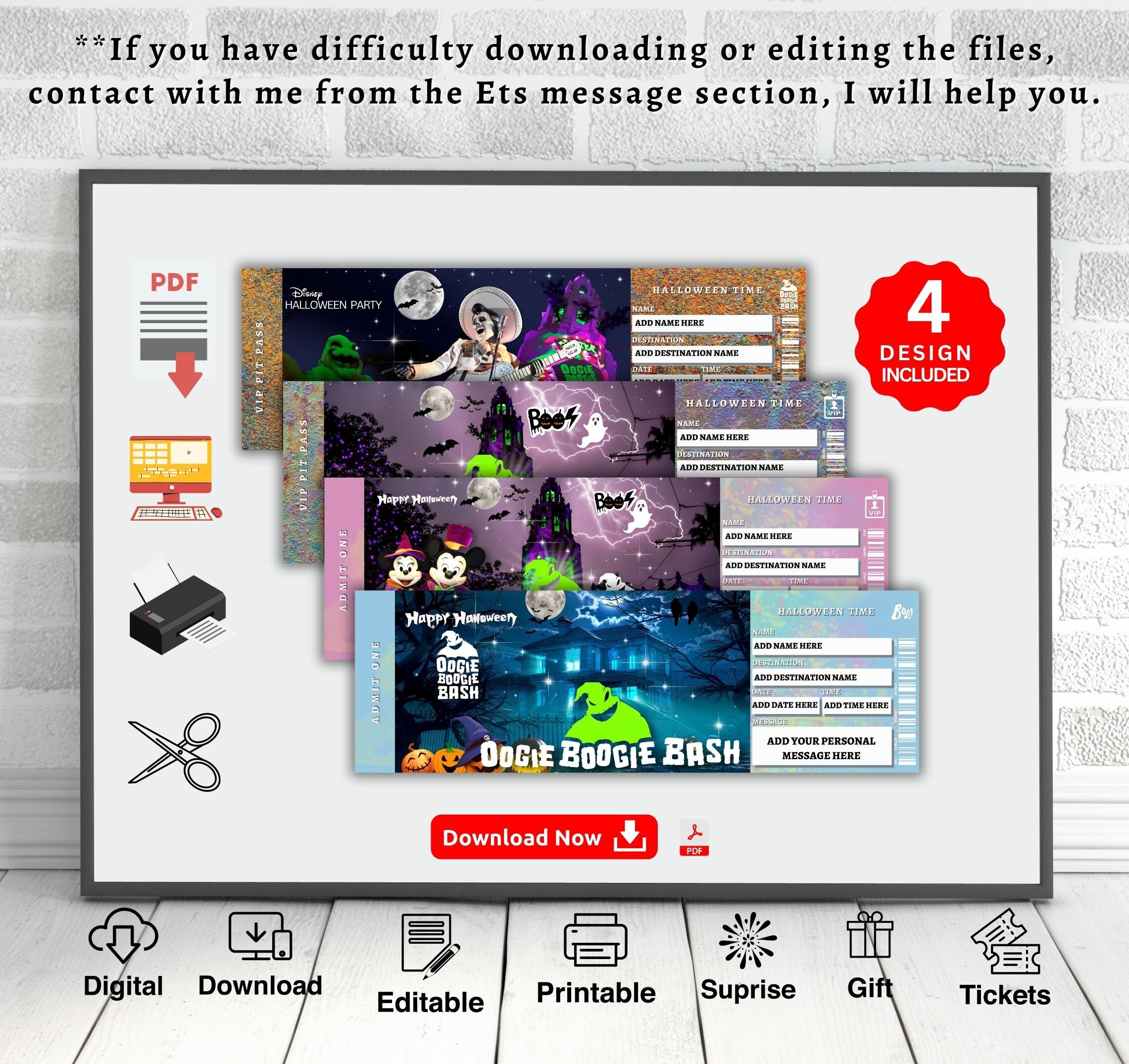 Editable HALLOWEEN PARTY Surprise Event Gift Template. Oogie Boogie ...