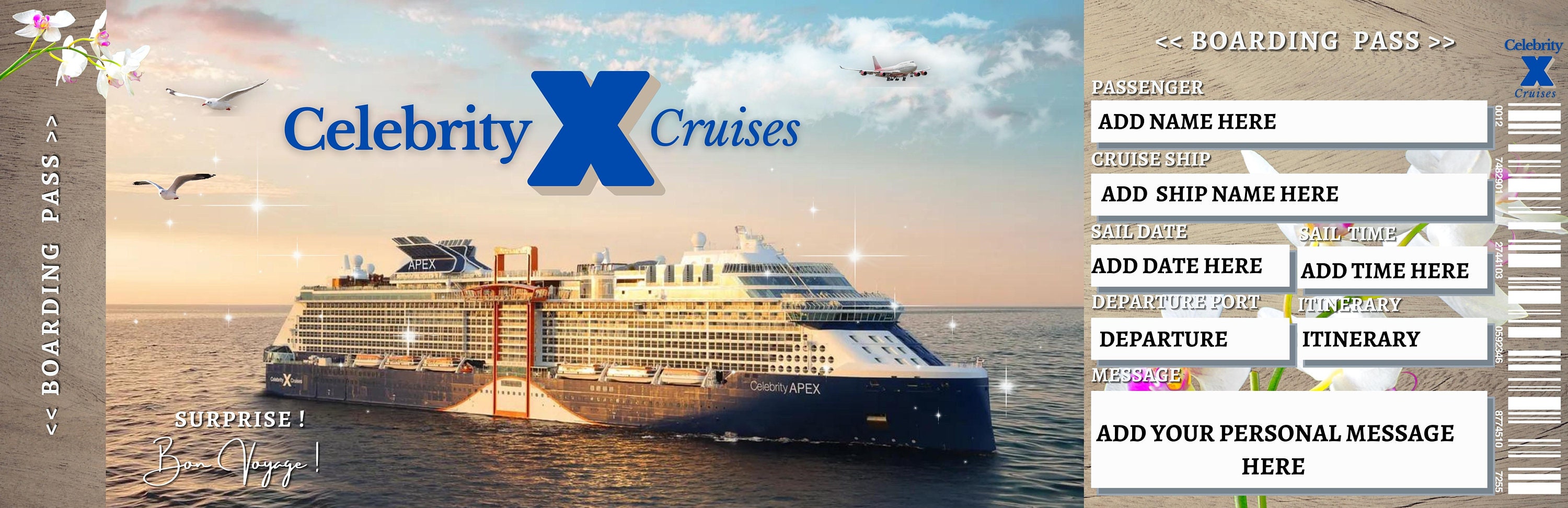 Editable CELEBRITY Cruises Surprise Reveal Trip Gift Template ...