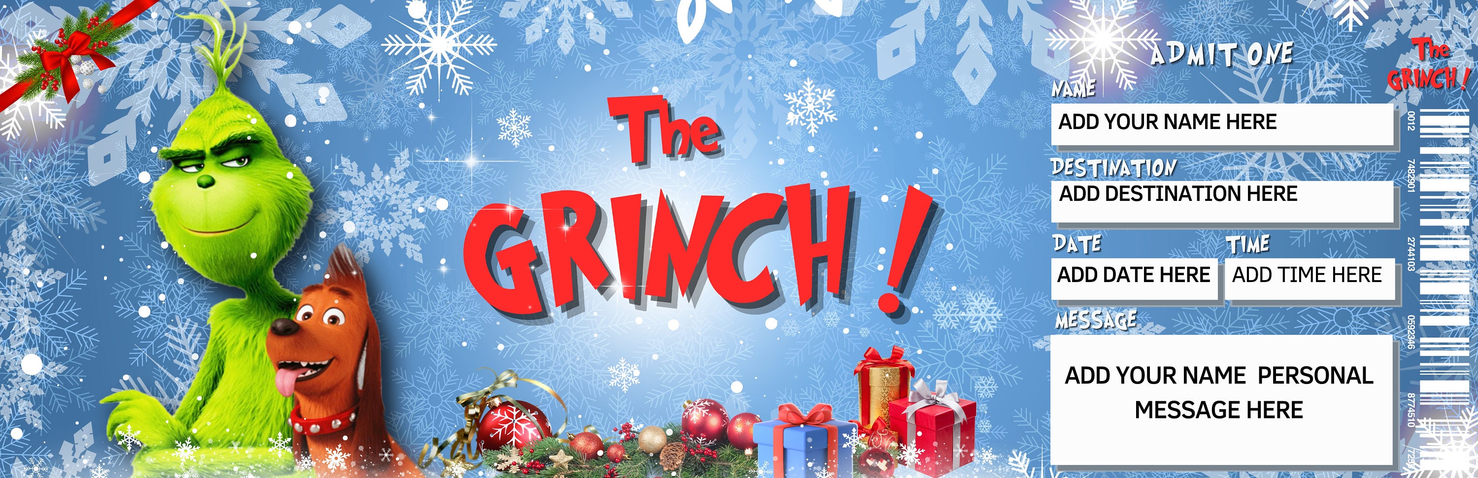 Editable the GRINCH Surprise Reveal Event Gift Template. Grinch İnvite ...