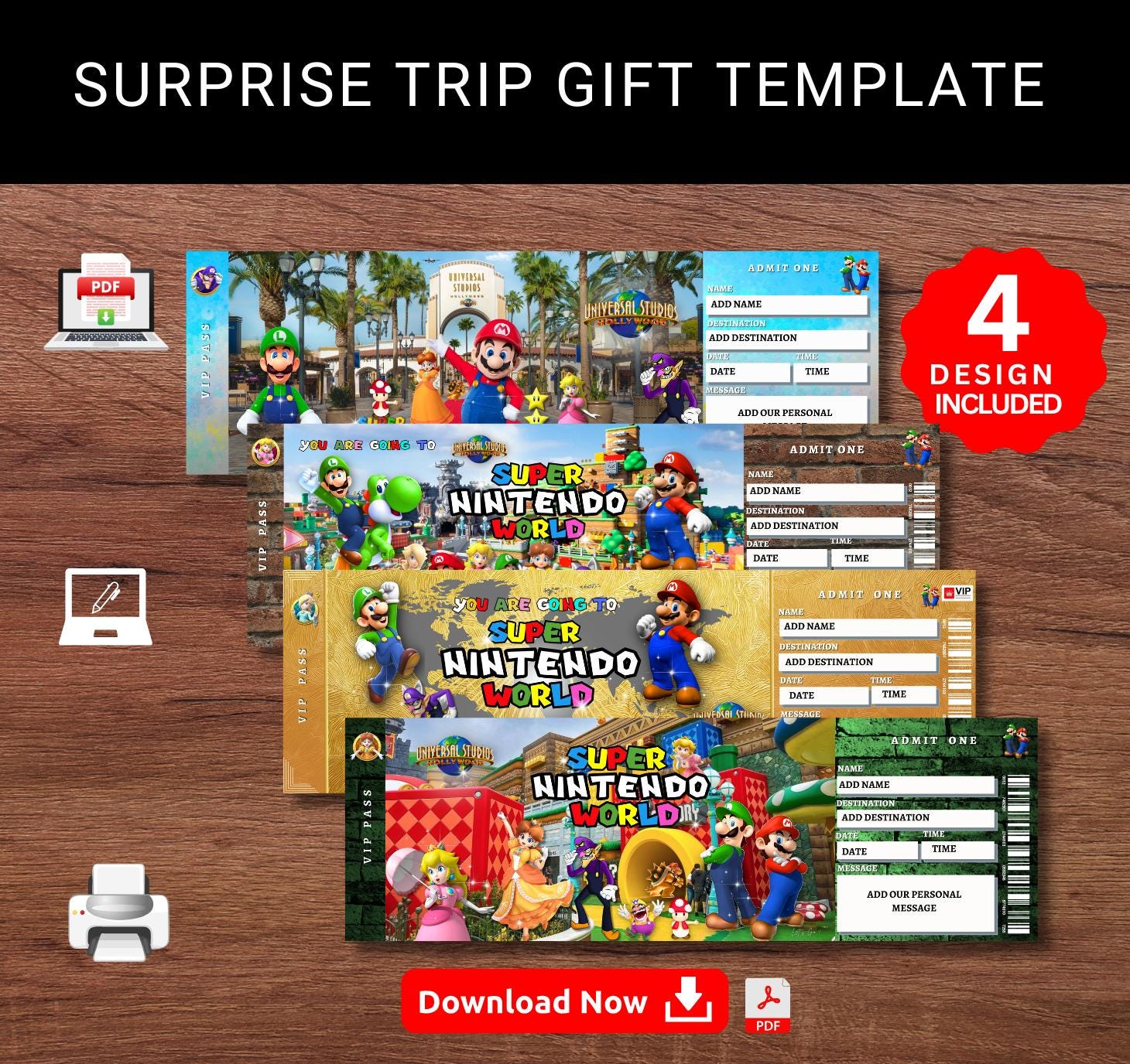 Super Nintendo World Trip Ticket: Universal Studios Hollywood Surprise ...