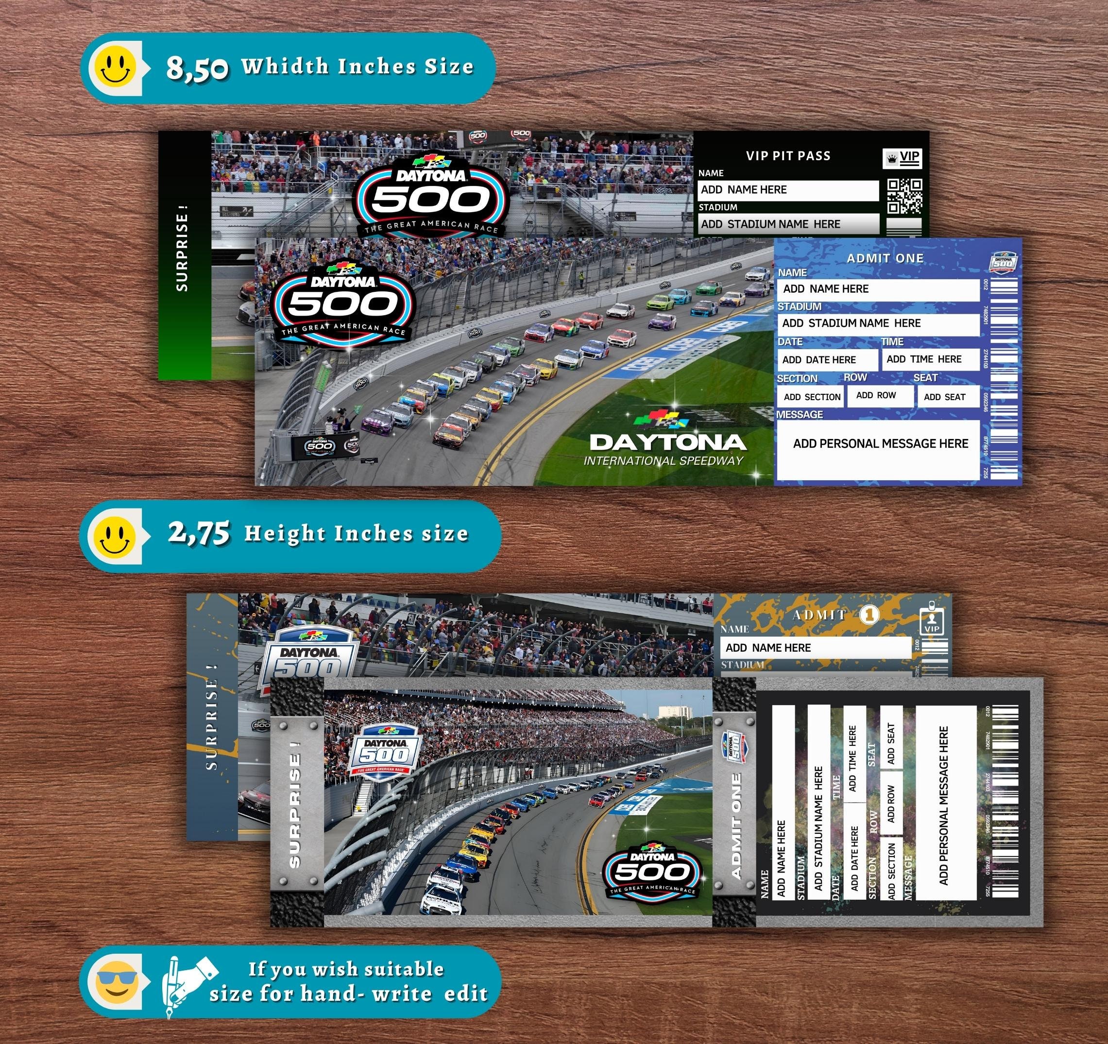 Editable Daytona 500 Surprise Ticket Template (printable PDF) - Etsy