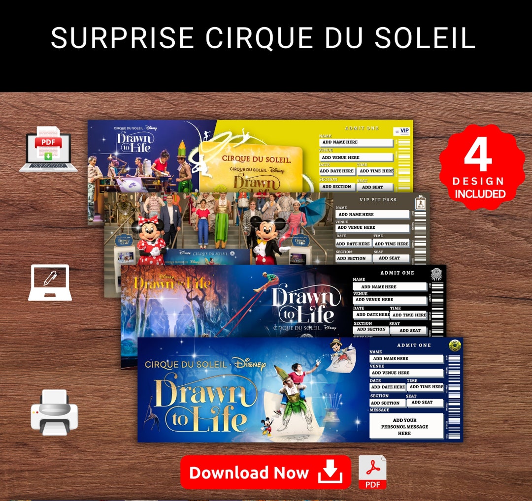 Editable Disney Drawn to Life Ticket Template, Surprise Reveal (PDF) - Etsy
