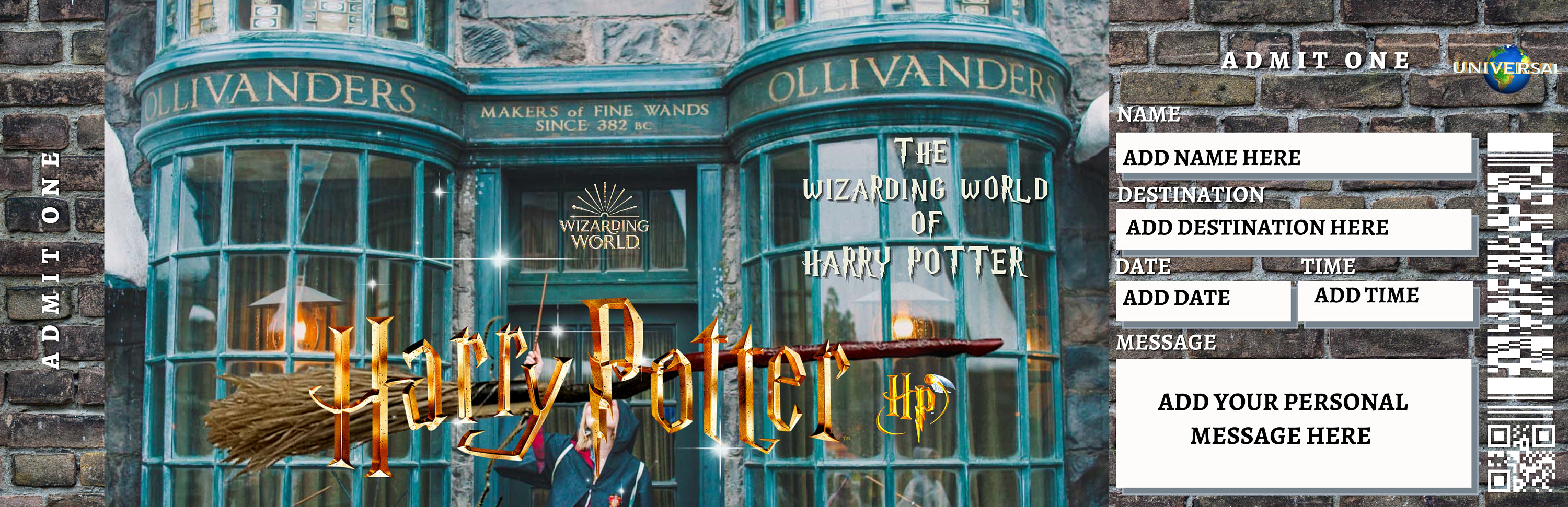 Wizarding World Universal Studios Trip Ticket Template (PDF) - Etsy