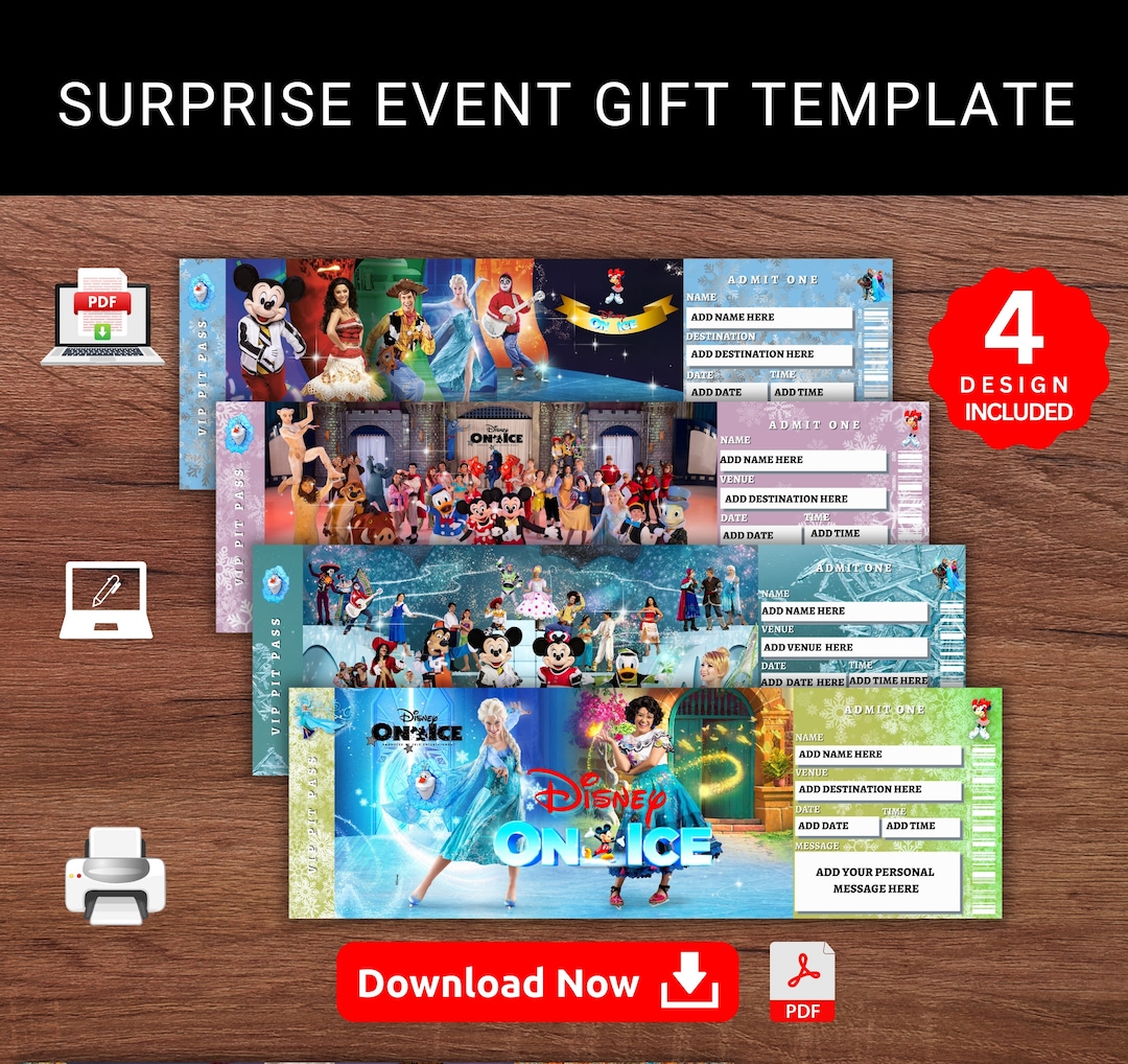 Editable Disney ON-ICE SHOW Surprise Event Reveal Gift Template ...