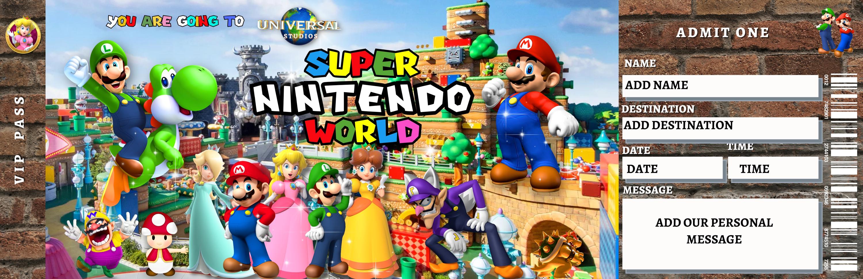 Super Nintendo World Trip Reveal Ticket: Universal Studios Gift ...