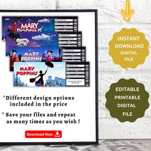 Editable Disney MARY POPPINS Surprise Reveal Event Gift Template. Mary Poppins Broadway Keepsake ...