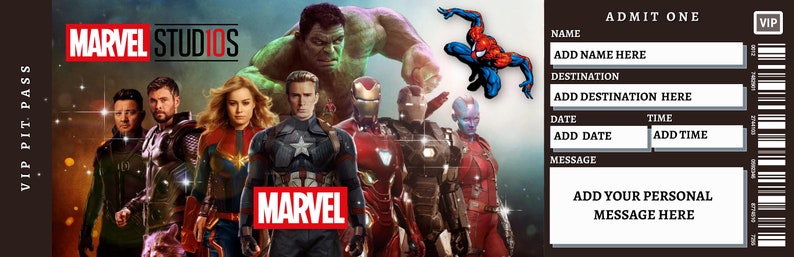 Editable Marvel Studios Surprise Trip Ticket (printable PDF) - Etsy