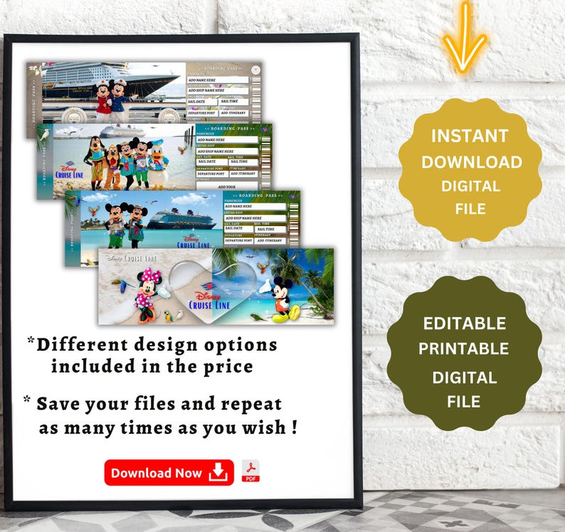 Editable Disney Cruise Reveal Ticket – Surprise Trip Gift (PDF) - Etsy