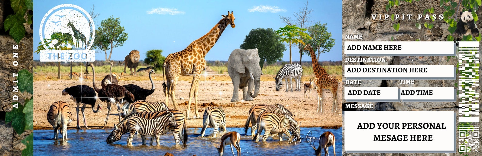 Editable Safari & Zoo Trip Surprise Ticket: Keepsake Souvenir (PDF) - Etsy