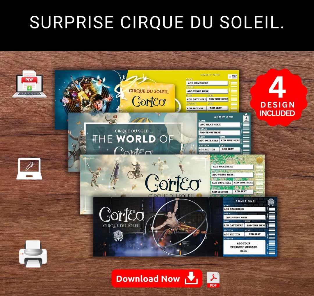 Editable CORTEO CIRQUE Du Soleil Surprise Reveal Gift Template. Corteo ...