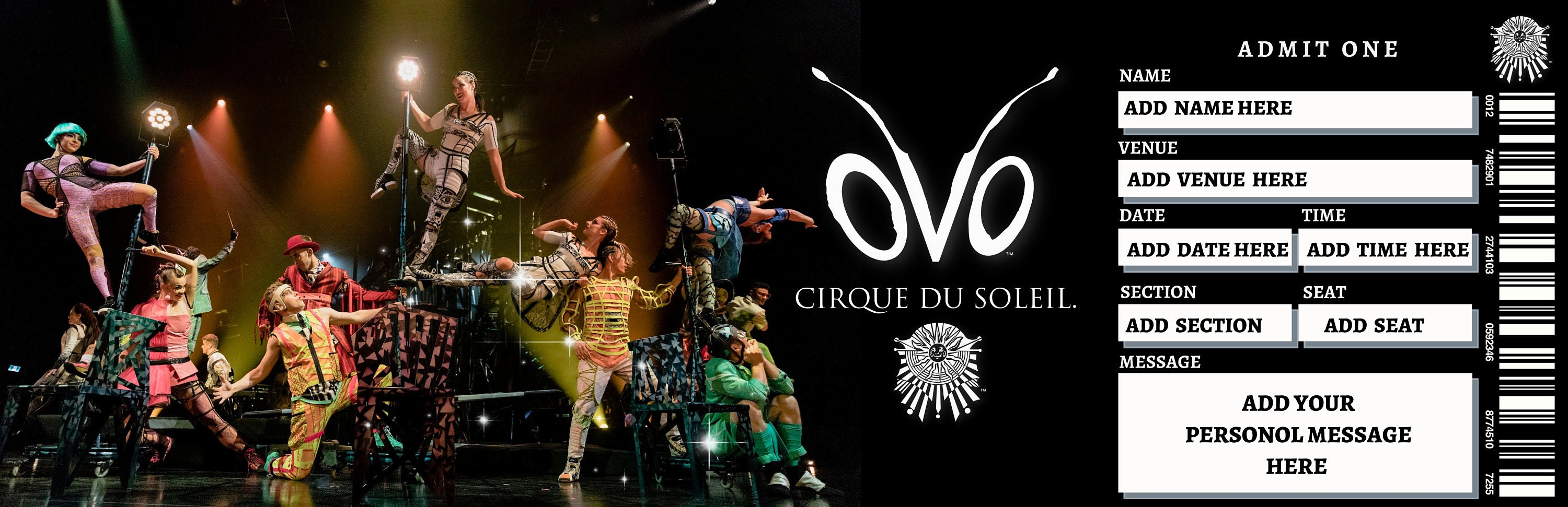 OVO Cirque Du Soleil Surprise Ticket: Editable Keepsake (PDF) - Etsy