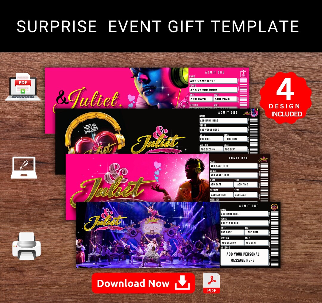 Editable &JULIET Surprise Reveal Event Gift Template. and Juliet ...