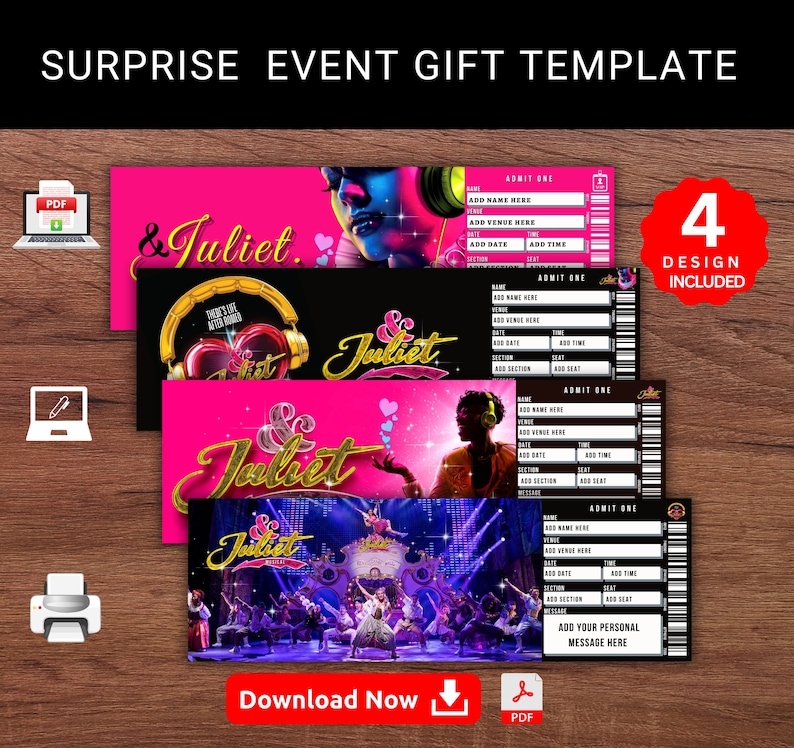 Editable &JULIET Surprise Reveal Event Gift Template. and Juliet ...