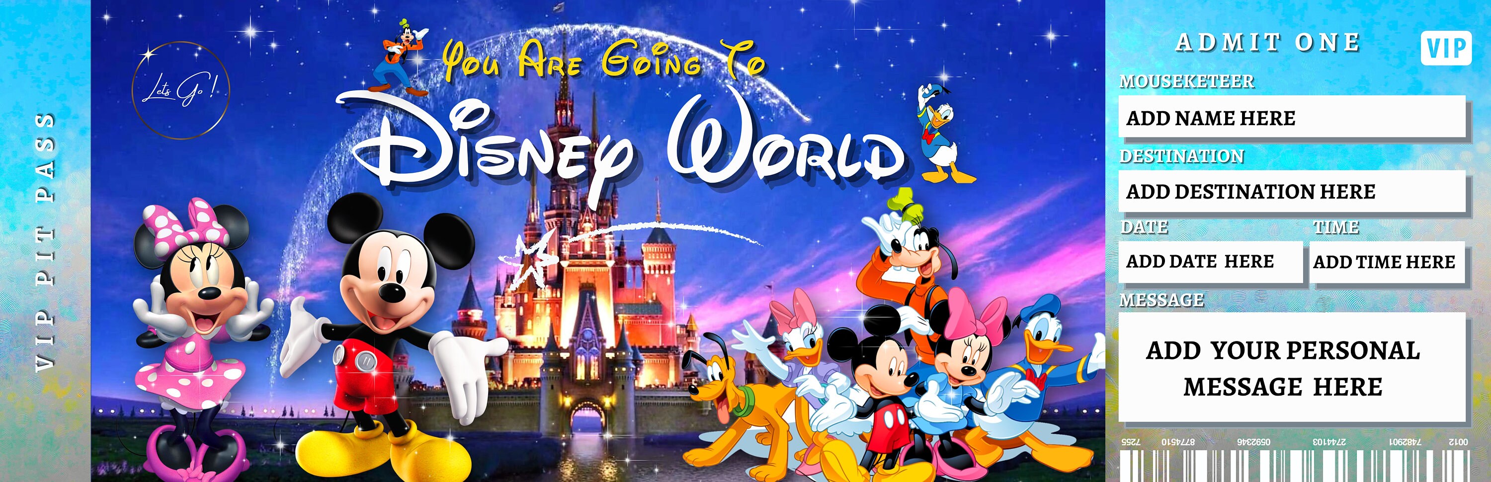 Editable Disney World THEME PARK Surprise Trip Gift Template. - Etsy