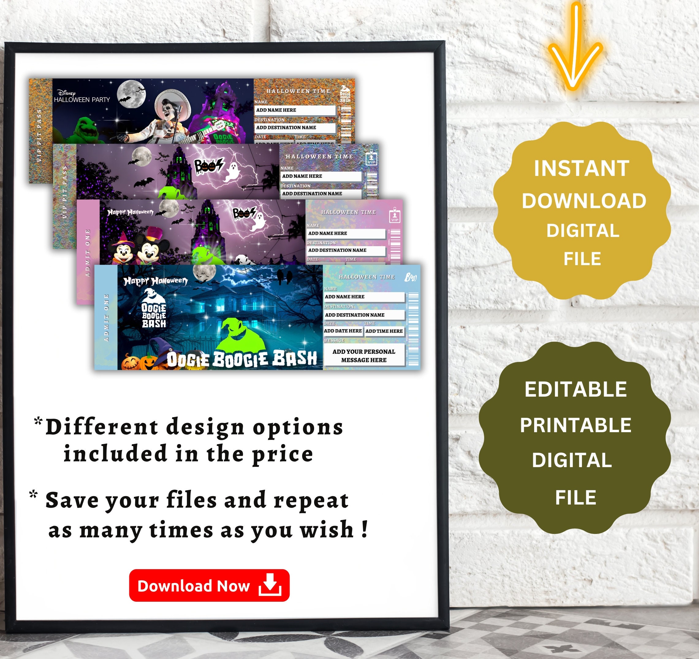 Editable HALLOWEEN PARTY Surprise Event Gift Template. Oogie Boogie ...