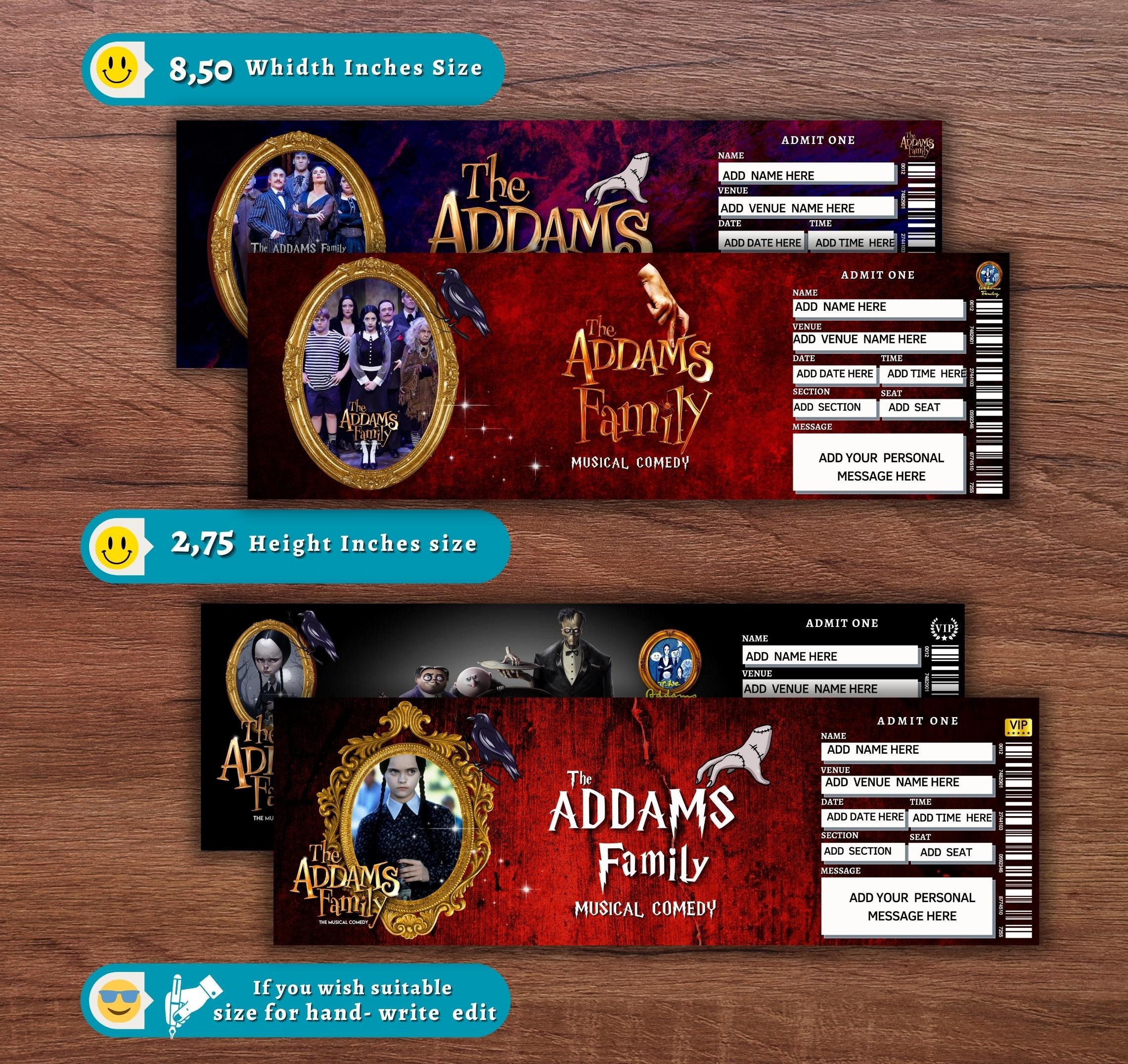 Addams Family Musical Ticket Template: Surprise Event Reveal (PDF) - Etsy