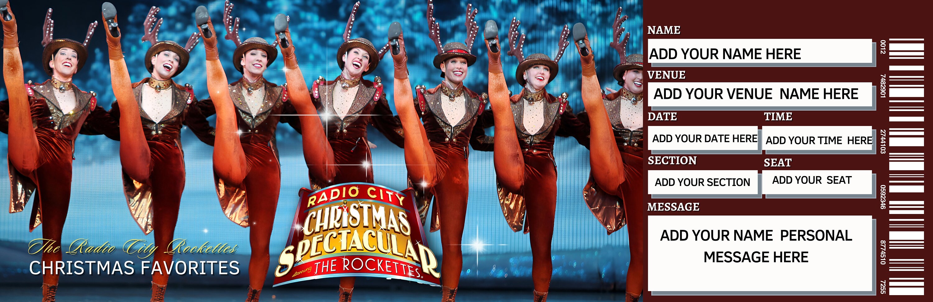 Editable Christmas Spectacular Ticket Template: Radio City Rockettes ...