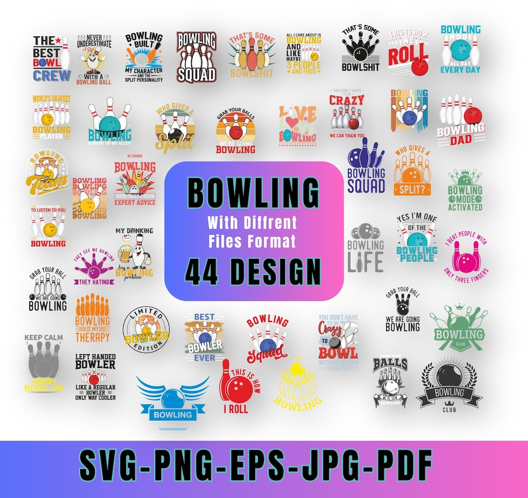 Bowling SVG PNG Bundle: Vector Design Files , Bowling for Cricut ...