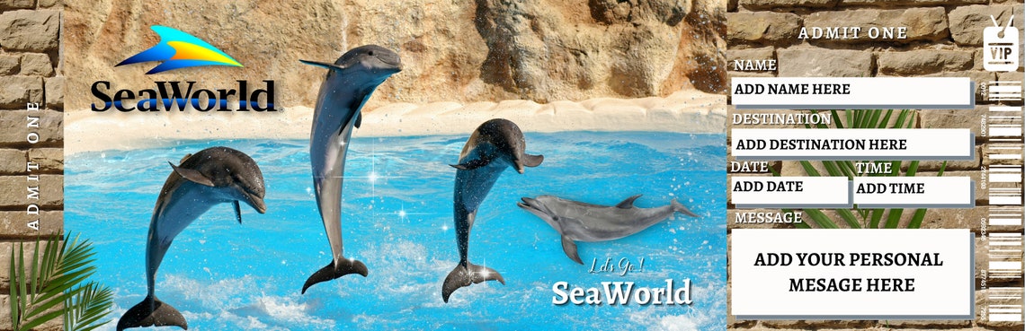 Editable Seaworld Trip Ticket: Surprise Souvenir Gift (printable PDF ...
