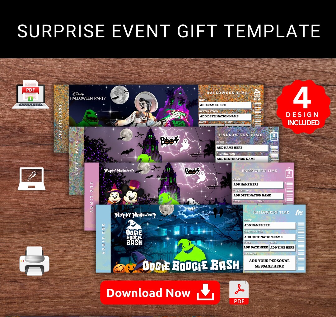 Editable HALLOWEEN PARTY Surprise Event Gift Template. Oogie Boogie ...