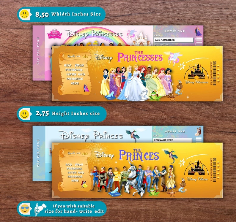 Editable Disney PRINCESSES and PRINCES Surprise Reveal Event - Etsy