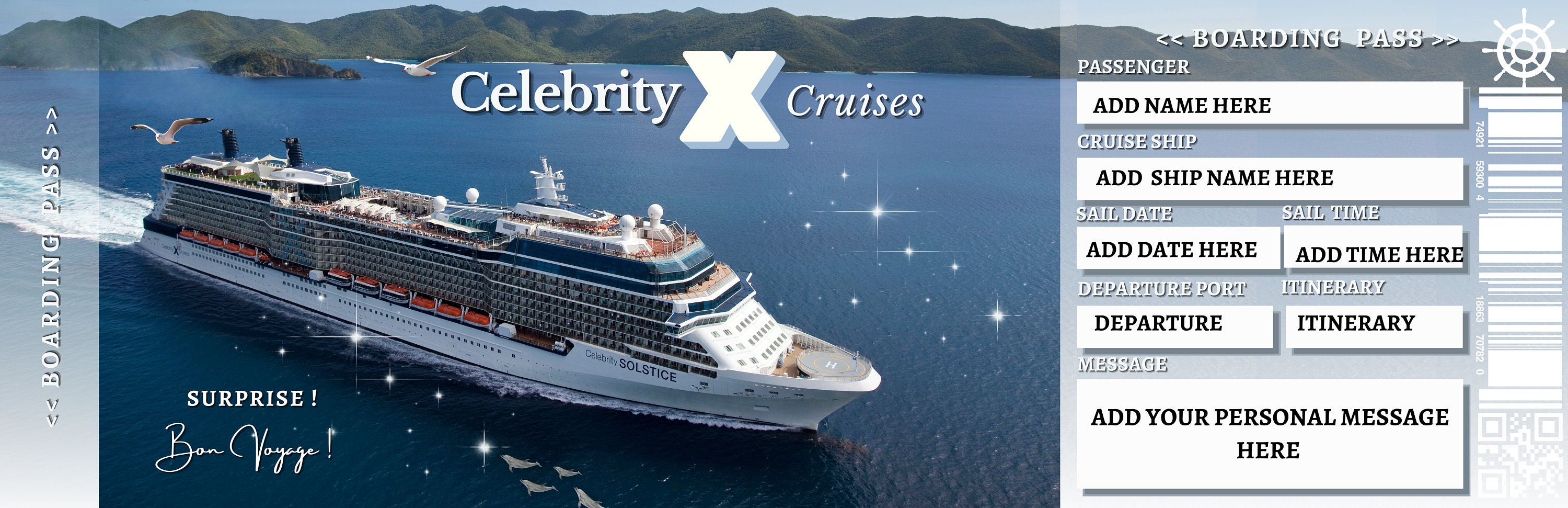 Editable CELEBRITY Cruises Surprise Reveal Trip Gift Template ...