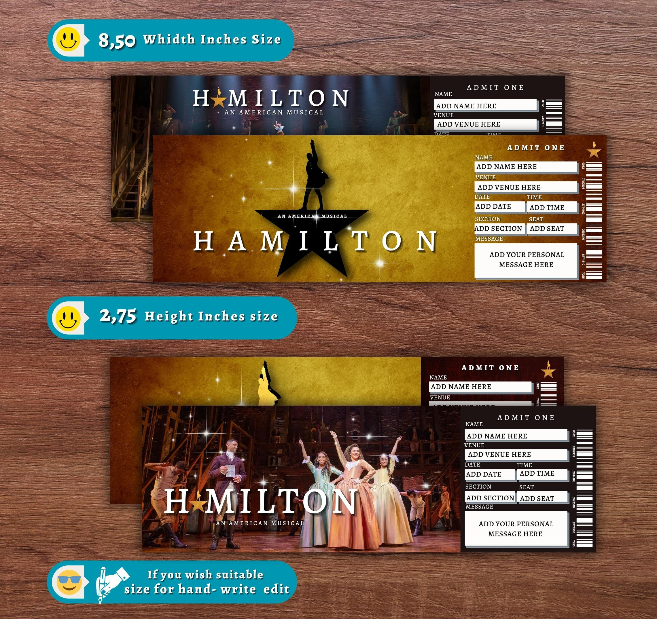 Editable Hamilton Broadway Surprise Ticket Gift (printable PDF) - Etsy