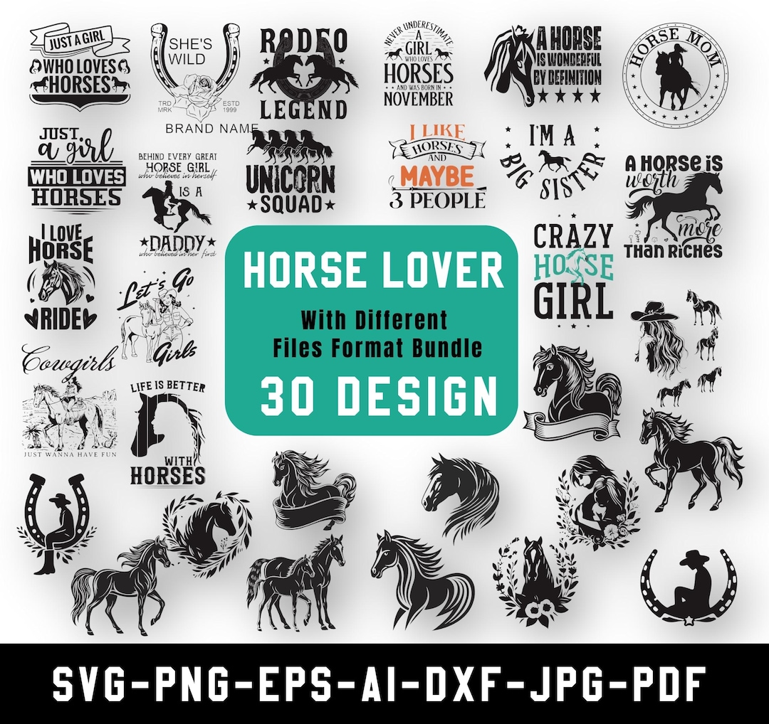 Horse SVG Bundle: 30 Equestrian Designs for Cricut (digital Download - Etsy