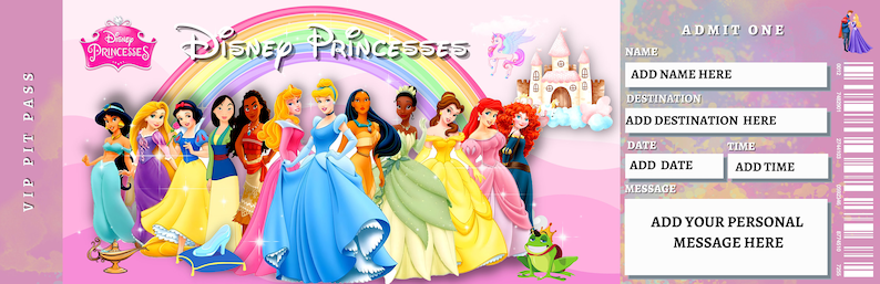 Editable Disney PRINCESSES and PRINCES Surprise Reveal Event Gift ...