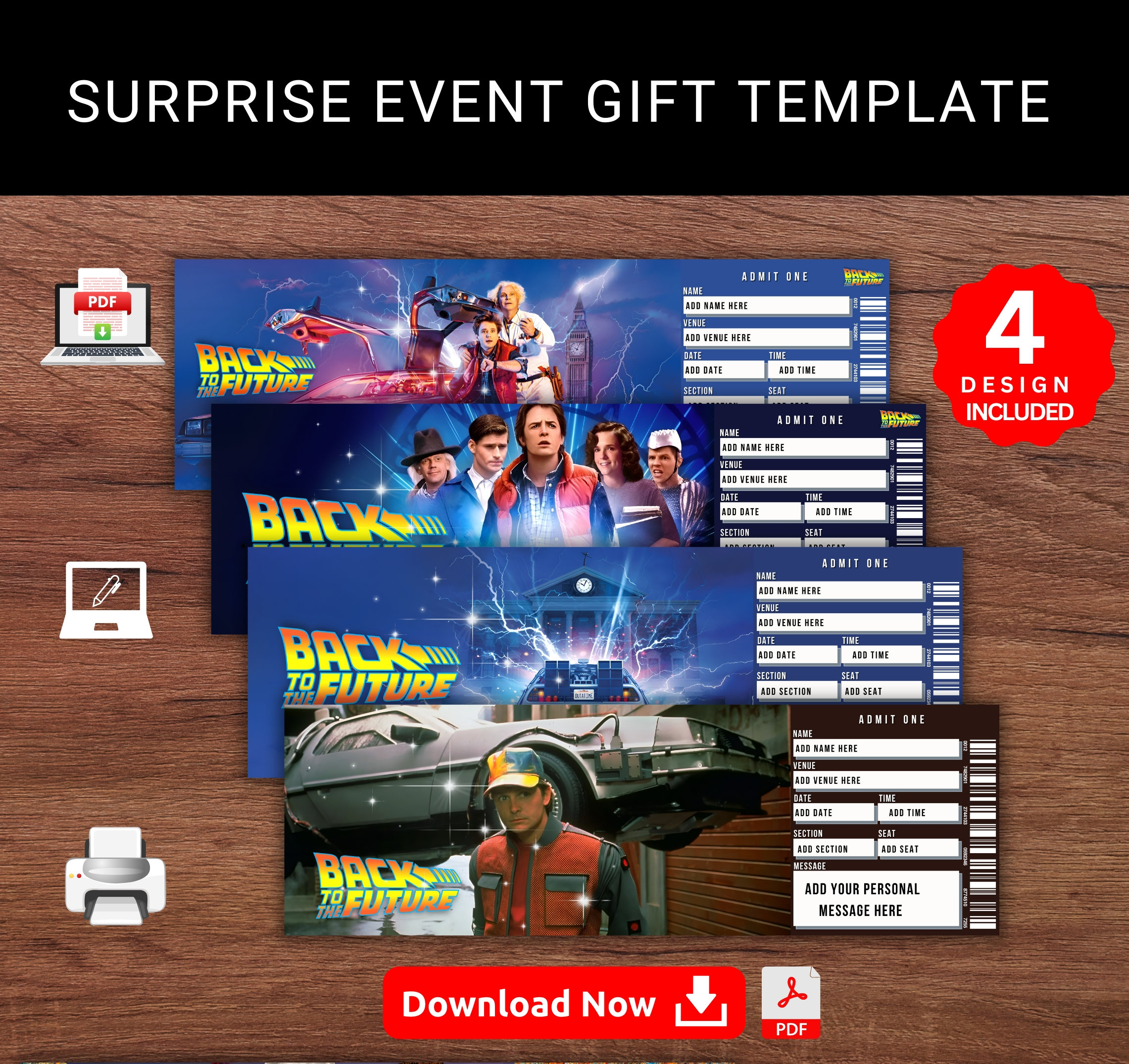 Editable BACK to the FUTURE Surprise Reveal Event Gift Template. Back ...