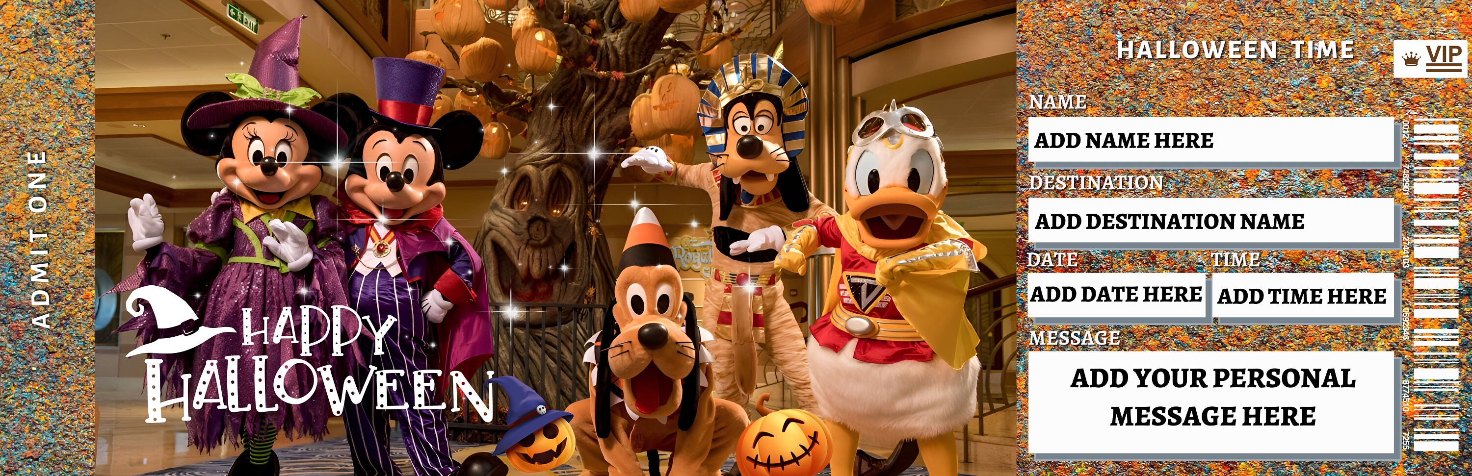 Editable Disney-halloween PARTY Surprise Event Gift Template. Not so ...