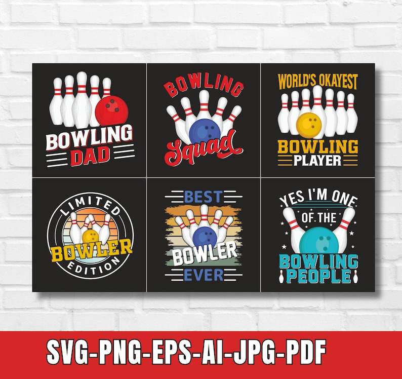 Bowling SVG PNG Bundle: Vector Design Files , Bowling for Cricut ...