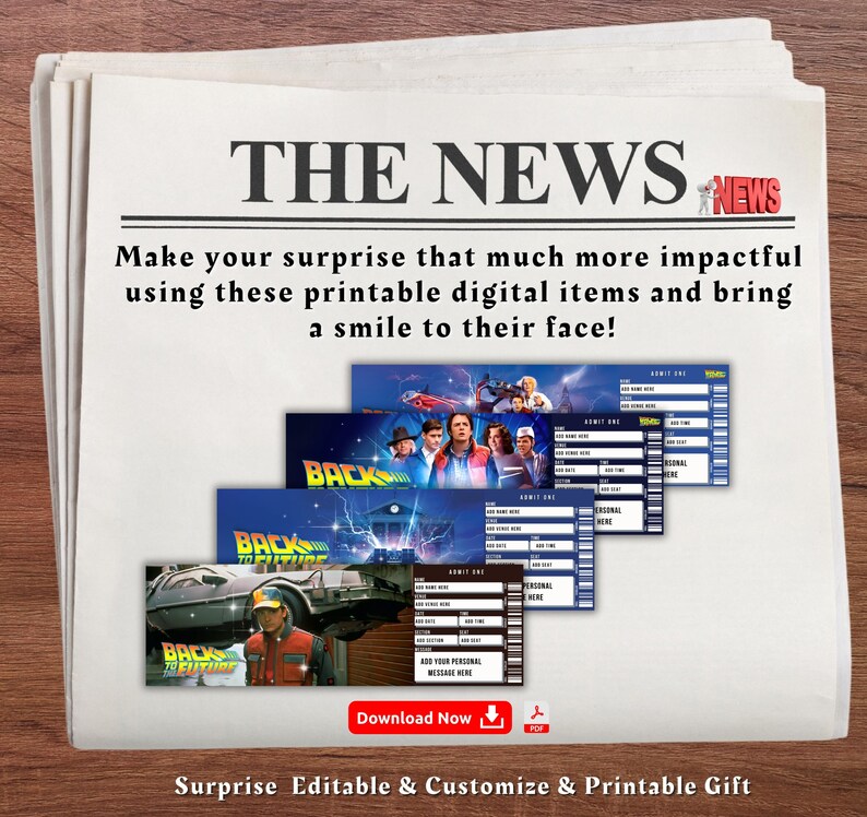 Editable BACK to the FUTURE Surprise Reveal Event Gift Template. Back ...