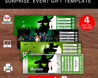 Wicked the Musical Ticket Reveal Card, Wicked Ticket Gift, Ticket ...