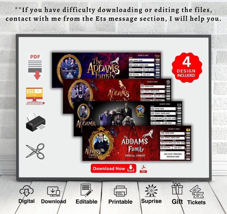 Addams Family Musical Ticket Template: Surprise Event Reveal (PDF) - Etsy