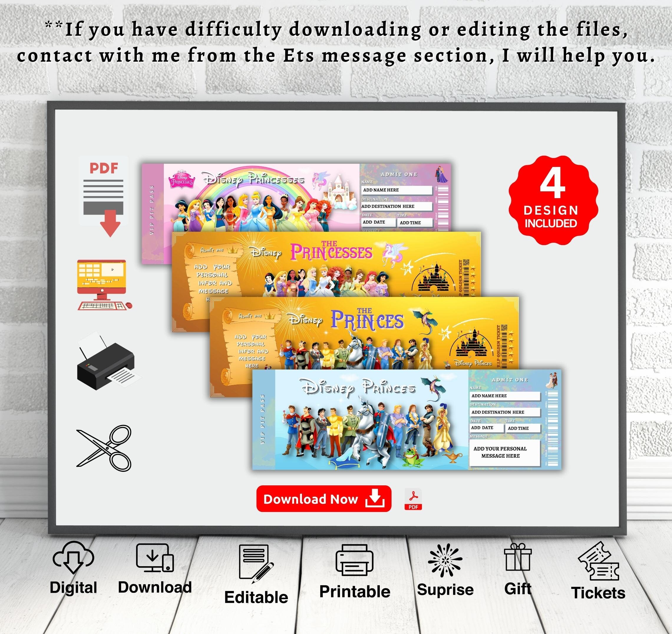 Editable Disney PRINCESSES and PRINCES Surprise Reveal Event - Etsy