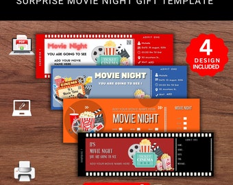 MOVIE NIGHT Tickets, Editable Template, Printable - Etsy