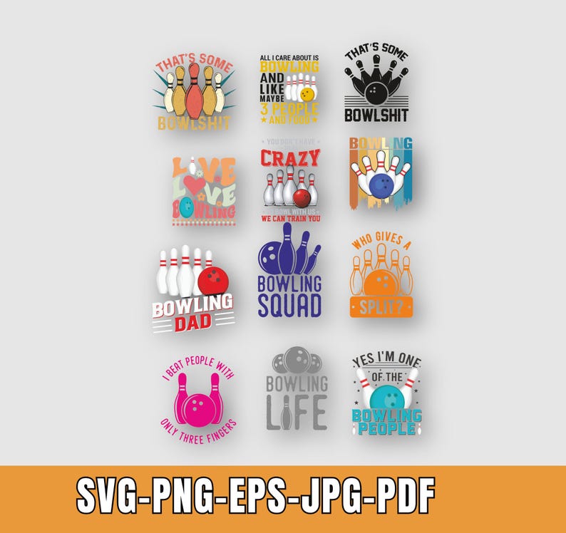 Bowling SVG PNG Bundle: Vector Design Files , Bowling for Cricut ...