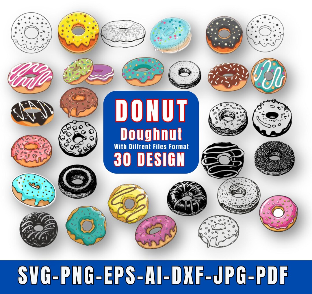 Donut SVG PNG Bundle: Doughnut Vector Designs ,commercial Use and ...