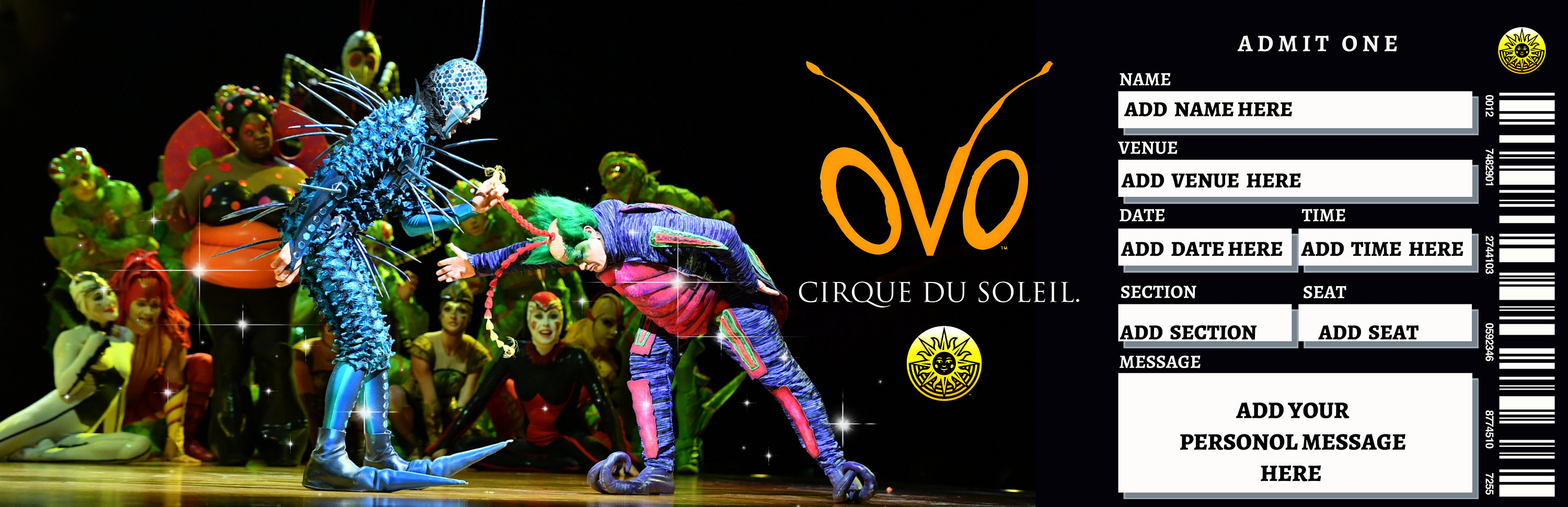 Editable OVO CIRQUE Du Soleil Surprise Reveal Gift Template. OVO Cirque Soleil Show Keepsake ...