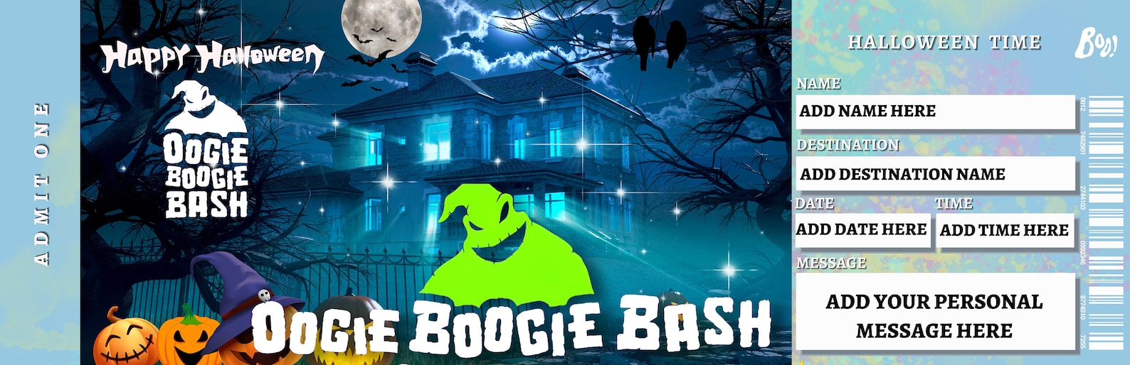 Editable HALLOWEEN PARTY Surprise Event Gift Template. Oogie Boogie ...