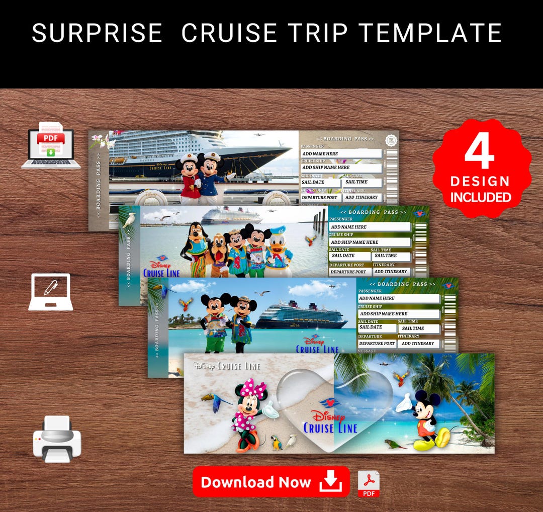 Editable Disney Cruise Reveal Ticket – Surprise Trip Gift (PDF) - Etsy UK