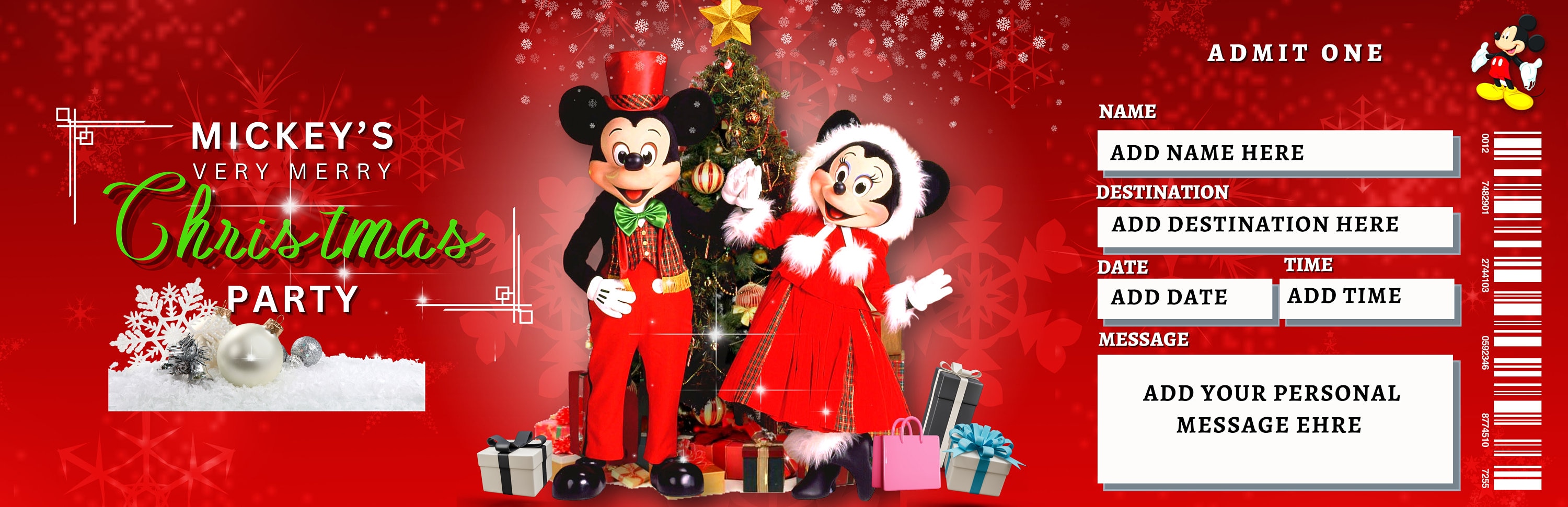 Editable Disney Christmas Party Ticket Template (PDF) - Etsy