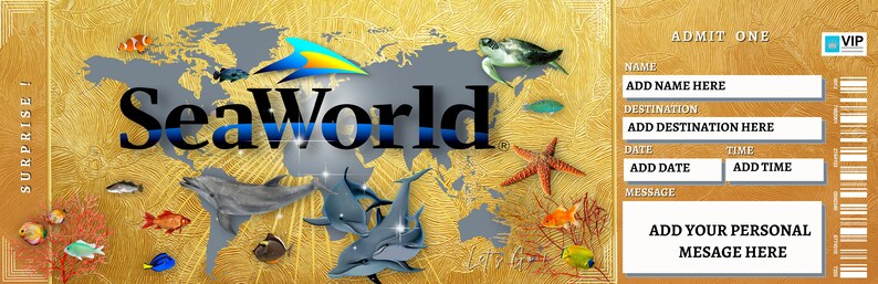 Editable Seaworld Trip Ticket: Surprise Souvenir Gift (printable PDF ...
